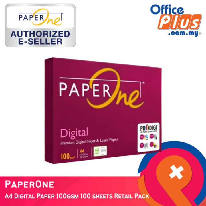 Kertas Lebih Berkualiti PaperOne A4 Digital Paper 100gsm - 100 sheets ...