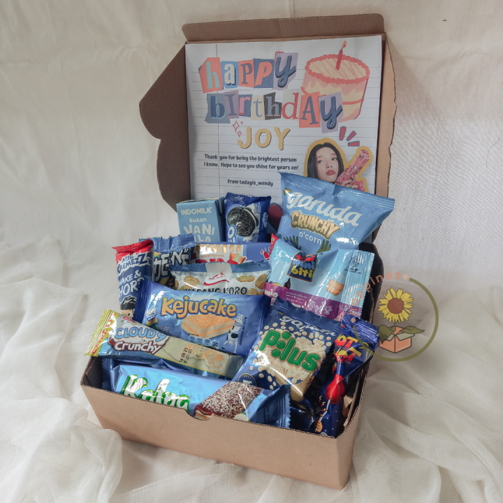 Snack Box Biru/ Gift Box Biru / Hampers Snack Biru / Kado Wisuda / Kado ...