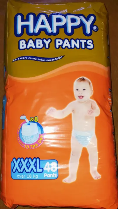 HAPPY Diaper Pants Jumbo Pack Triple Extra Large XXXL 48 sheets 1 pack ...