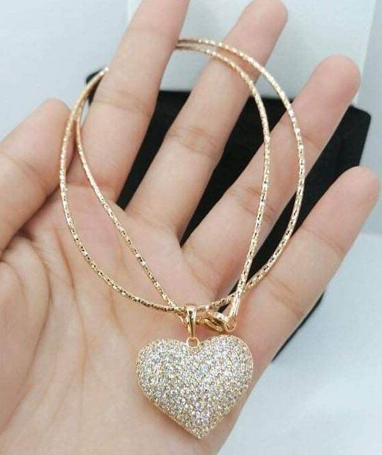 (PNDR) ELEGANT BIG HEART NECKLACE IN OMEGA CHAIN | Lazada PH