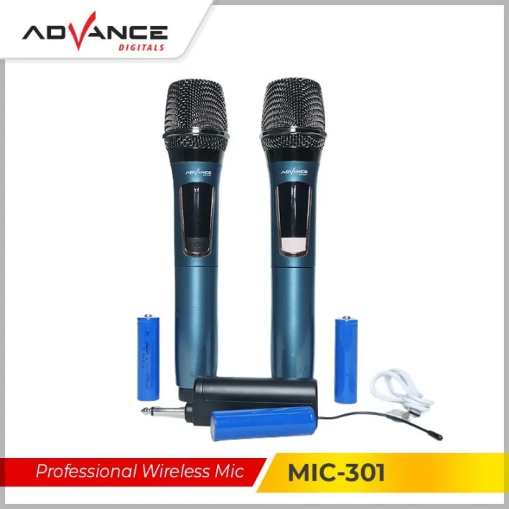 Advance Microphone Wireless 301 Mic Karaoke Double Tanpa Kabel | Lazada ...