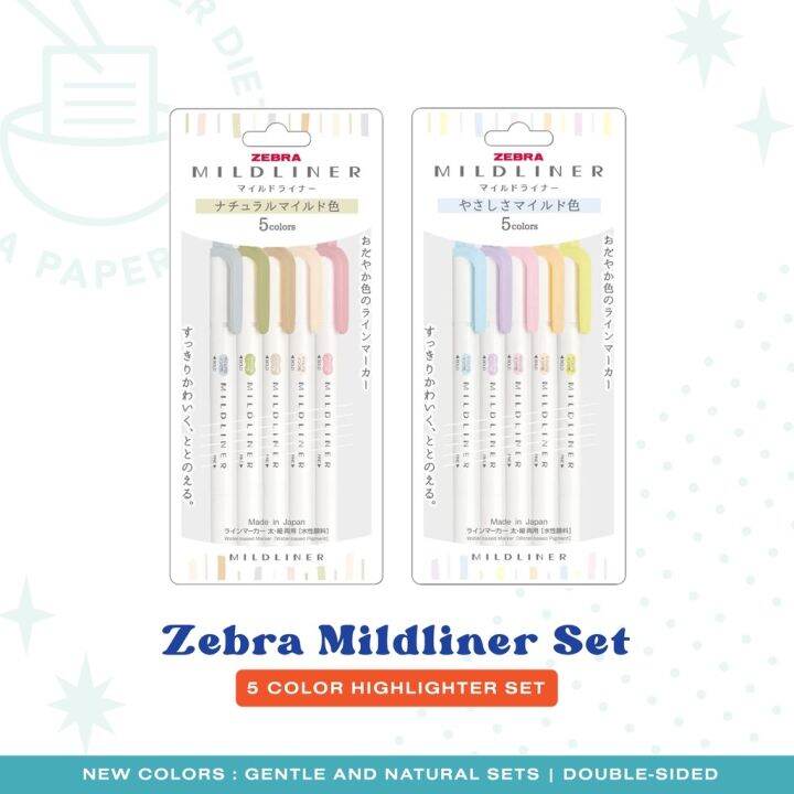 Zebra Mildliner Highlighter Set (New Colors; Natural and Gentle ...