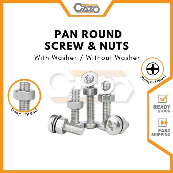 Cazo Round Head Screw Nuts Screw And Nut Set Washer Nut Hexagon Nut ...