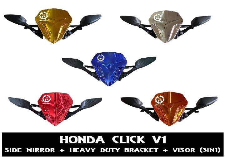 HONDA CLICK V1 - Side Mirror + Heavy Duty Bracket + Visor (3in1) Set ...