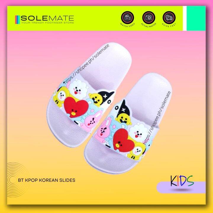 【SALE 30-35】BT KPOP KOREAN SLIPPER SLIDES FOR KIDS | Lazada PH