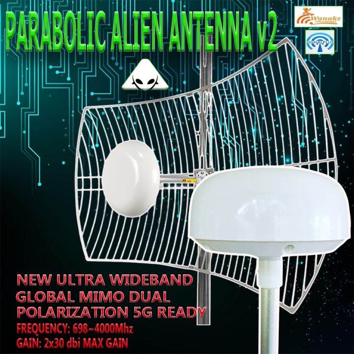 PARABOLIC ALIEN ANTENNA v2 60dbi ORIGINAL WIDEBAND BRANDNEW ALL BANDS ...