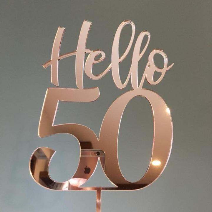 Hello 50 Cake Topper 50th Birthday Fiftieth Birthday Cake Topper Custom ...