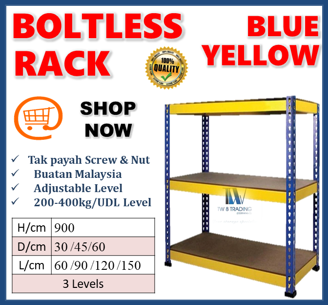 H90cm x D30cm x L90cm Boltless rack / Storage Rack / Rack Besi | Lazada