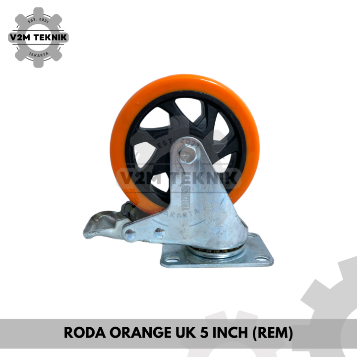 Roda Caster PVC Rem 5 Inch / Roda Trolley / Roda Kastor Orange 5" PVC ...
