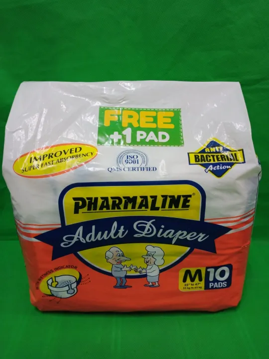 10pads PHARMALINE® ADULT DIAPER(size:Medium)ANTI-BACTERIAL ACTION | Lazada PH