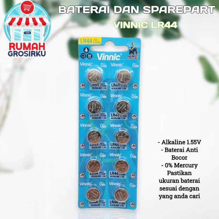 (1 Lembar Isi 10) Baterai Batre Vinnic LR44 Original Baterai Jam Digital dan Kalkulator L1154F ...