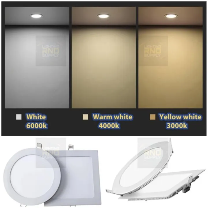 Led Tricolor Panel Lights Round/SQUARE 3W/6W/9W/12W | Lazada PH