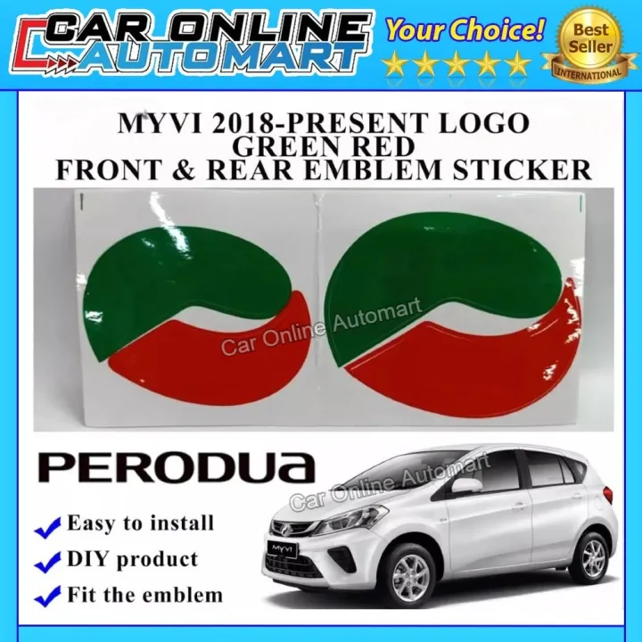 Perodua Myvi 2018~2020 - RED GREEN STICKER LOGO 2 PCS (Front & Rear ...