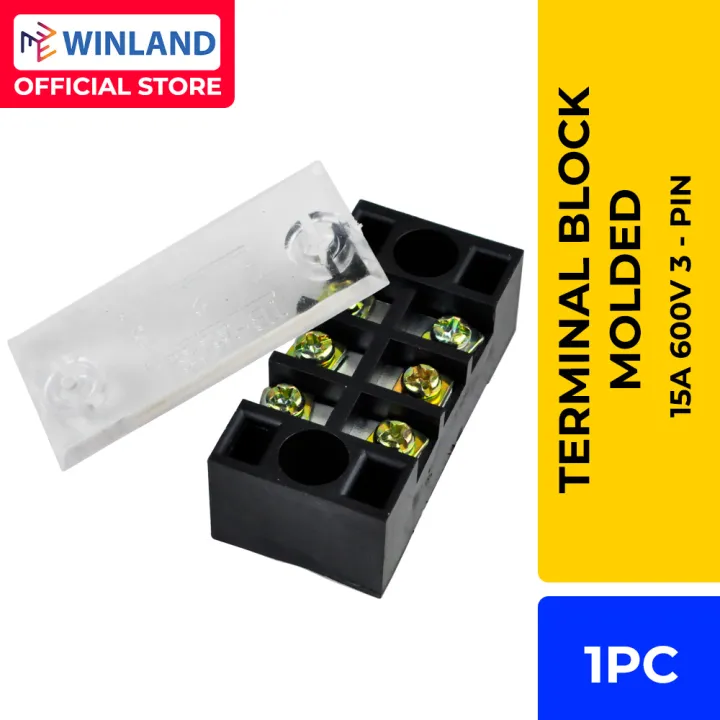 WINLAND Terminal Block Molded Electrical Type w/15A/Ampere 600VC w/ 3 pins TB-1503L WLT | Lazada PH