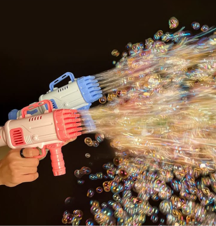 Bubble Gun Toy Electric Bubble Maker w/ 32 Hole Blower Rich Bubble ...