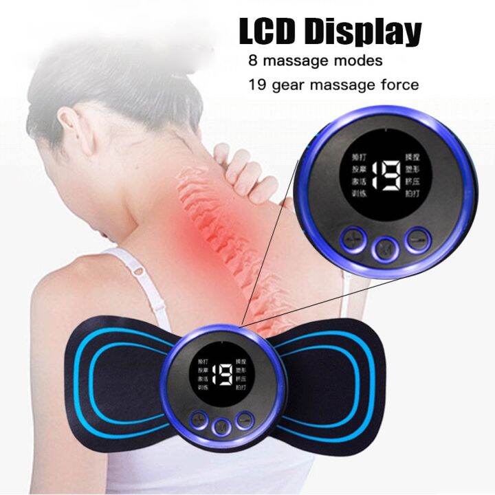 Mini Portable Electric Pulse Neck Massager Cervical Back Muscle Pain ...