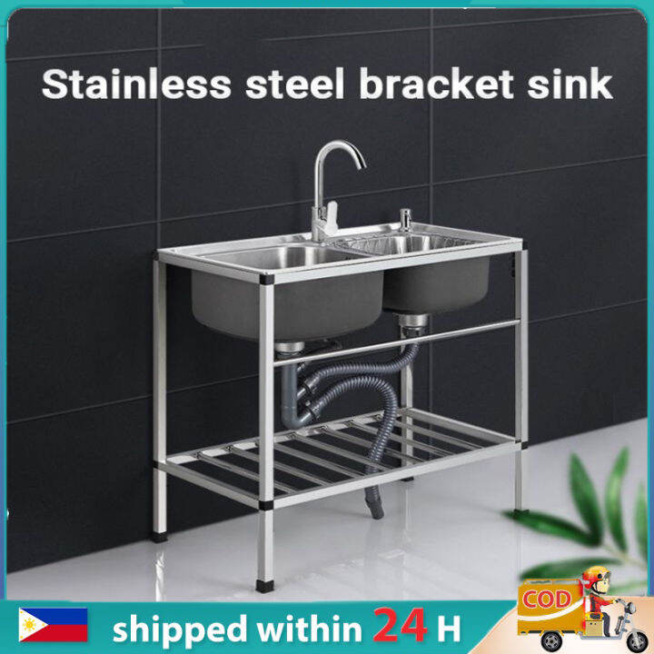 Kitchen Sink 304 Stainless Steel Portable Lababo with Stand Double ...