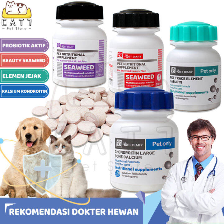 Suplemen Vitamin Kucing 180 Tablets Anti Bulu Rontok Suplemen Kalsium ...