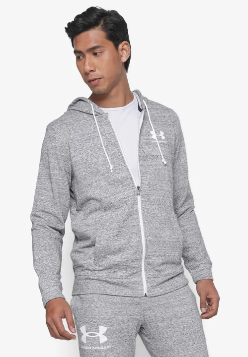 Under Armour UA Rival Terry FZ Hoodie for Men - Onyx White/Onyx White ...