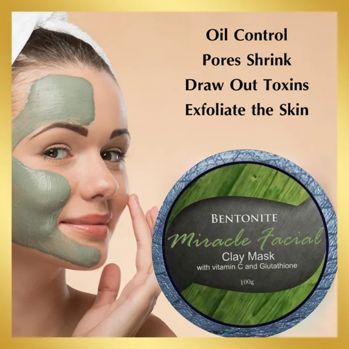 100 Authentic Bentonite Miracle Facial Clay Mask 100grams Oily Skin