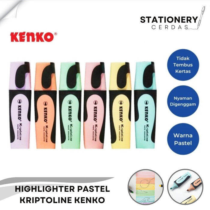 Stabilo Pastel Kenko Highlighter Kriptoline Penanda Tulisan Catatan | Lazada Indonesia