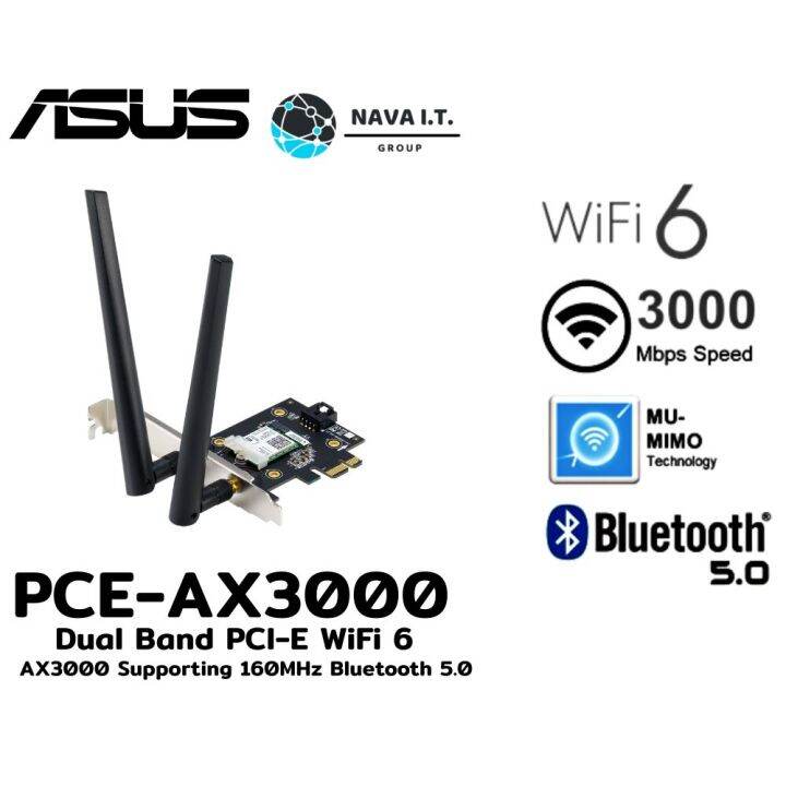 ASUS PCE-AX3000 Dual Band PCI-E WiFi 6 AX3000 Supporting 160MHz ...