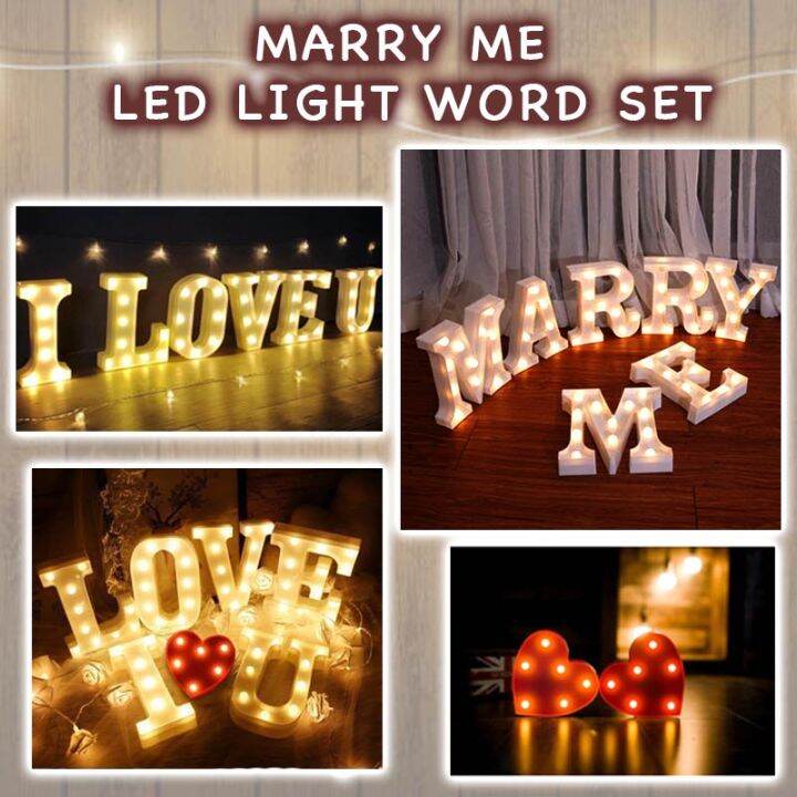 MARRY ME LED Light Word Set 3D Letter Alphabet Party Decoration ...