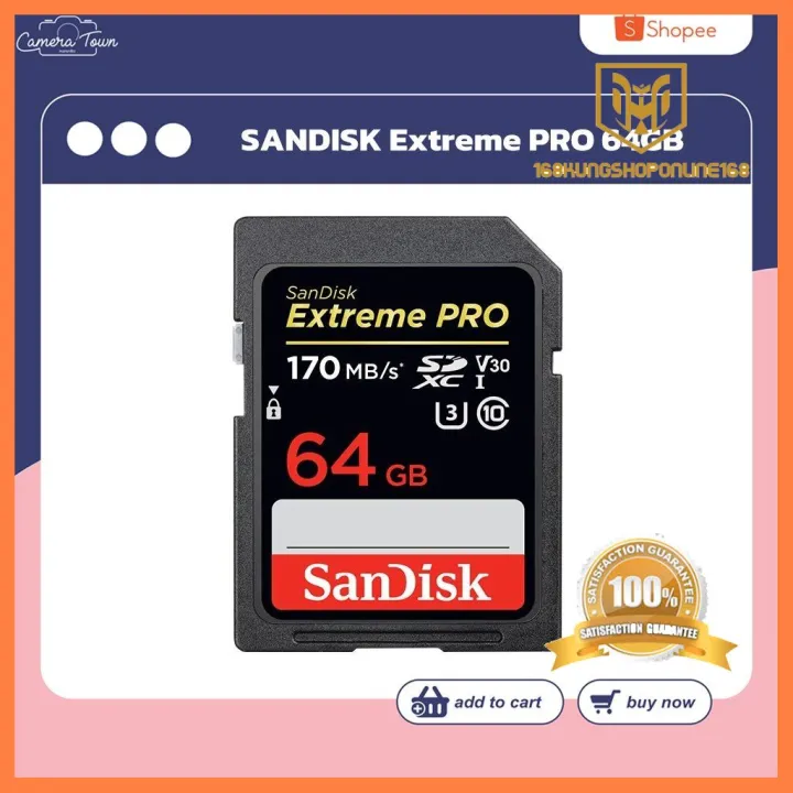 จัดส่งฟรี เมมโมรี่การ์ด SANDISK Extreme PRO 64GB 170mb/s โปรโมชั่นสุดคุ้ม โค้งสุดท้าย | Lazada.co.th