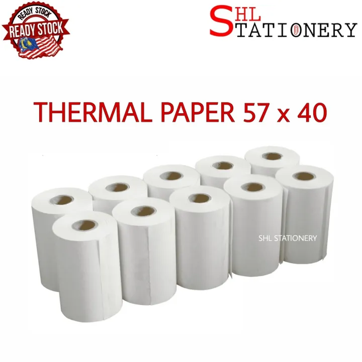 Thermal Paper 57x40 (10 Rolls)/ Thermal Receipt Paper Roll / 57mm x40mm ...