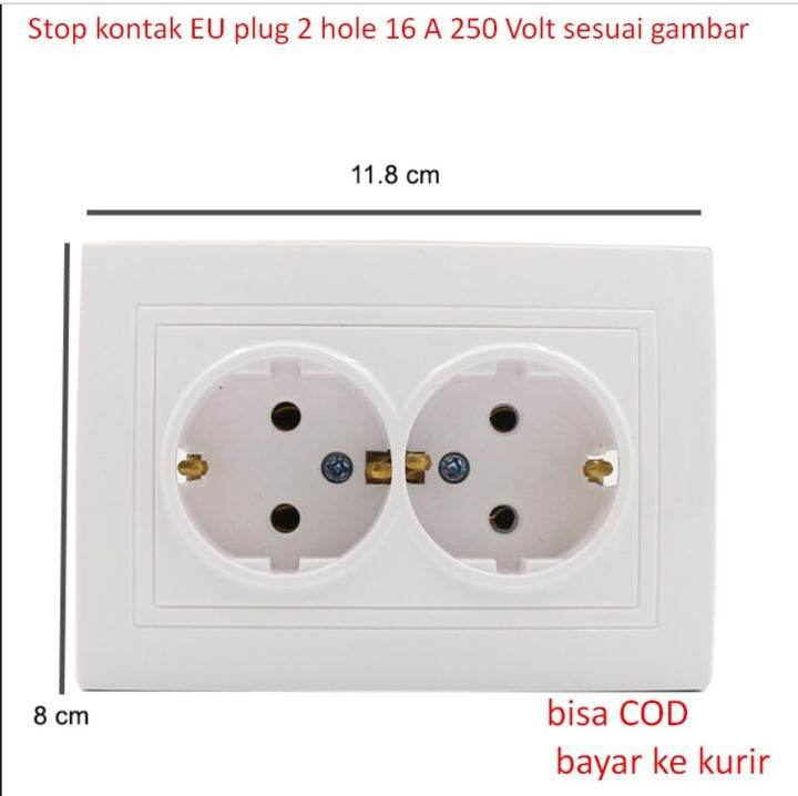 Stop kontak EU plug 2 hole 16 A 250 Volt sesuai gambar | Lazada Indonesia