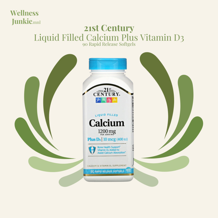 21st Century Liquid Filled Calcium Plus Vitamin D3 1,200 mg 90 Rapid ...