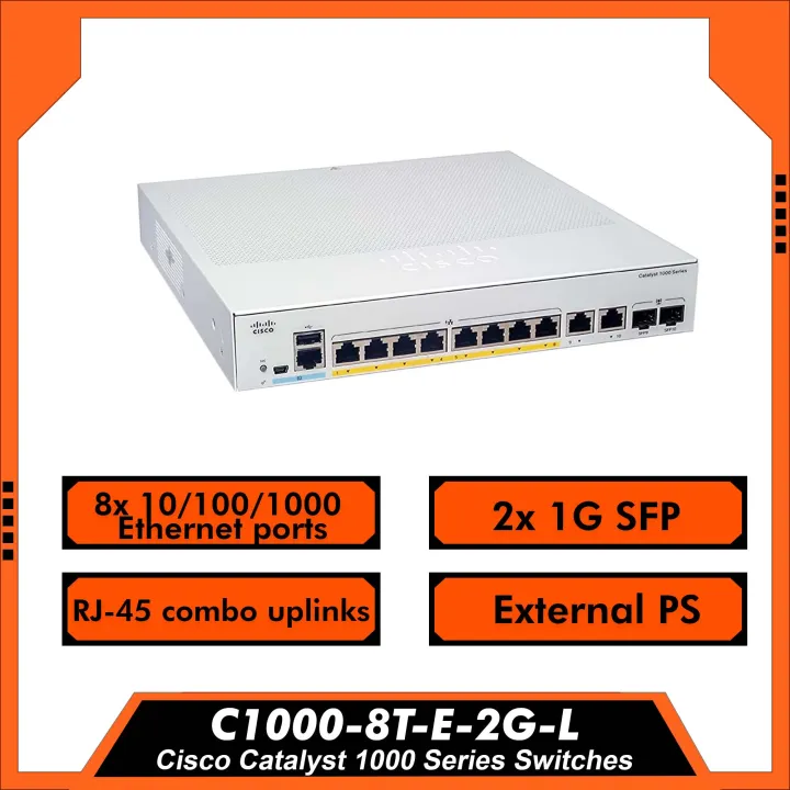 C1000-8T-E-2G-L│Cisco Catalyst 1000 Series Switches│8x 10/100/1000 ...