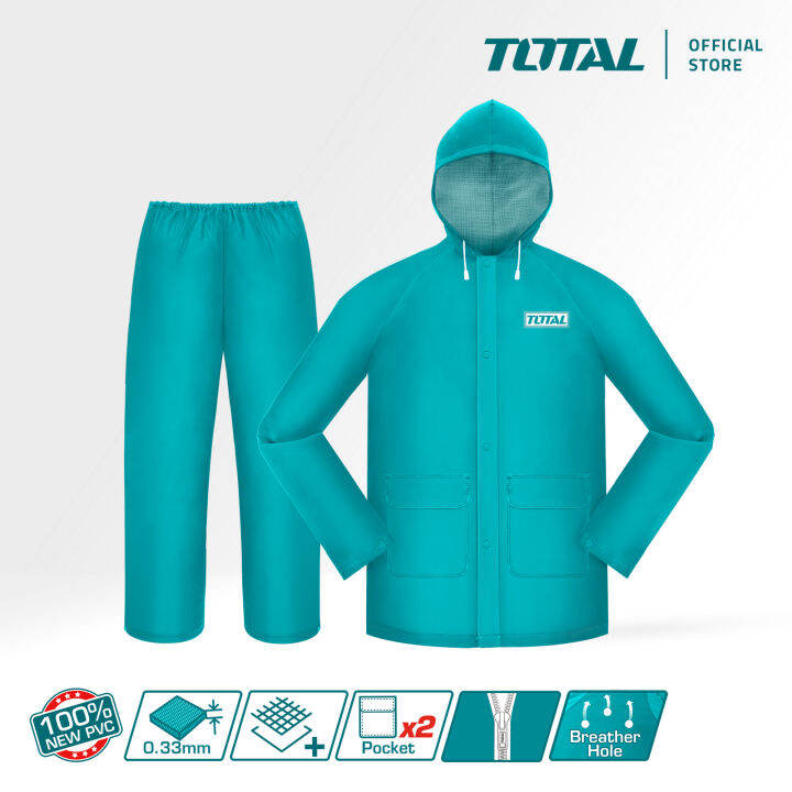 TOTAL Rain Suit, Hooded + 2 Pockets + Rear Reflective Strip, Waterproof ...