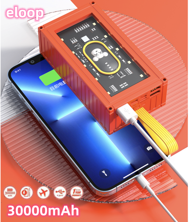 eloop【2023รุ่นใหม่ล่าสุด】เพาเวอร์แบงค์ 30000 mAh พาเวอแบงค์พกพา สายในตัว e33 แท้ 100% powerbank ...