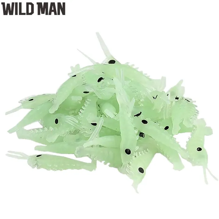 50pcs Luminous Shrimp Soft Lure Rubber 3cm Night Fishing Lure ...