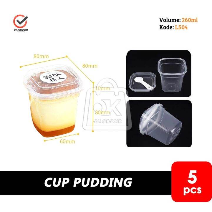 (1 pack isi 5pcs) Cup Puding Kotak Transparan Pudding Plastik | Lazada ...