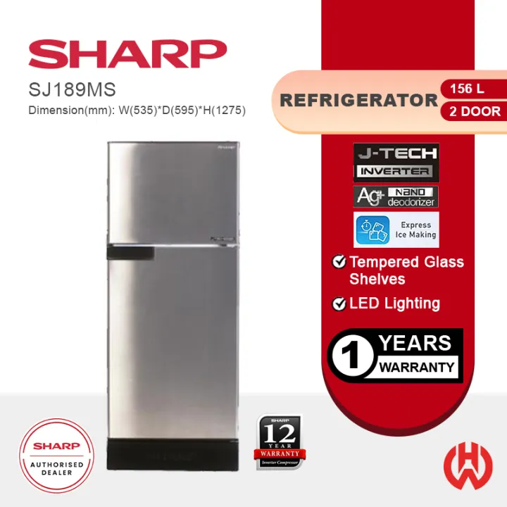 Sharp 170L J-Tech Inverter Technology i-Huggy Refrigerator SJ189MS | Lazada