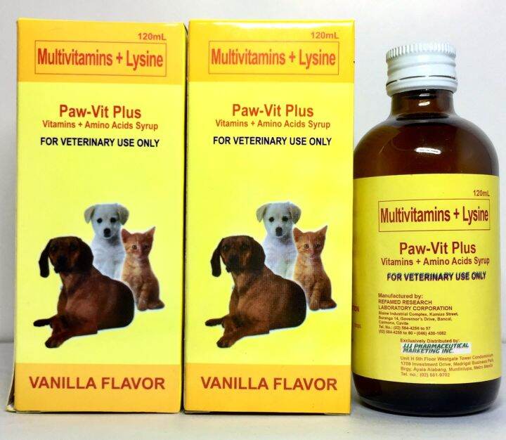 [SOUTH VET] 2pcs Pawell Paw-Vit Plus 120ml Vitamins Amino Acid Syrup Vanilla Flavor for pets Paw ...