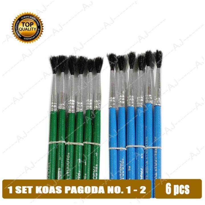 Kuas Lukis Cat Air No 1 / Koas Melukis Kecil Ukuran 1 Pagoda 1 SET 6 ...