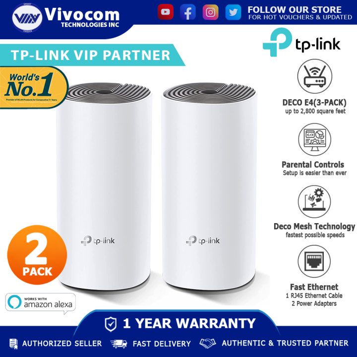 TP-Link Deco E4 (2-Pack) AC1200 Whole Home Mesh WiFi System Fast ...