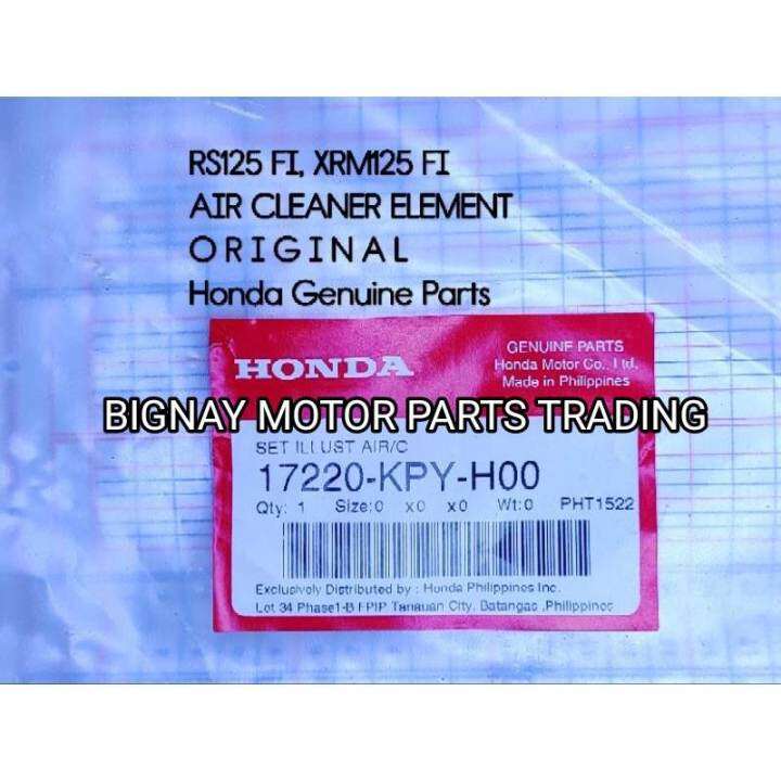 Honda RS125 FI, XRM125 FI Air Cleaner Element 17220-KPY-H00 (ORIGINAL ...