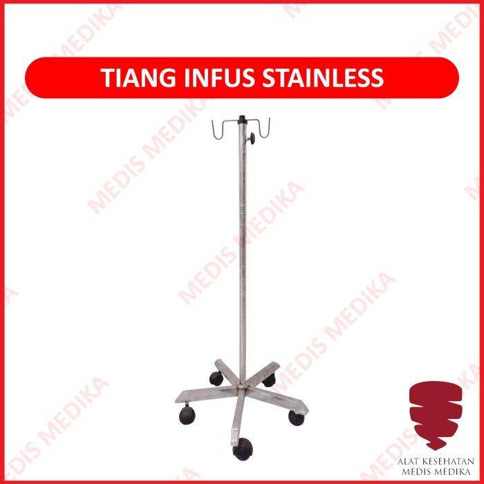 Tiang Infus Stainless Steel Kaki 5 Roda Rawat Inap Pasien Peralatan ...