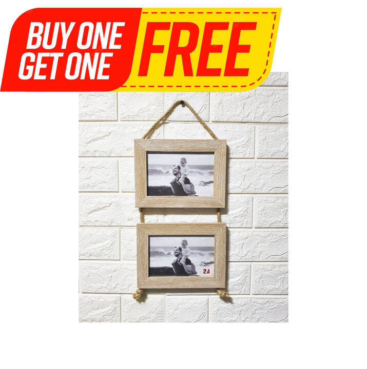 Double Photo Frame with Abaca Rope (Wood) - 2A (Home Aesthetics) BUY 1 ...