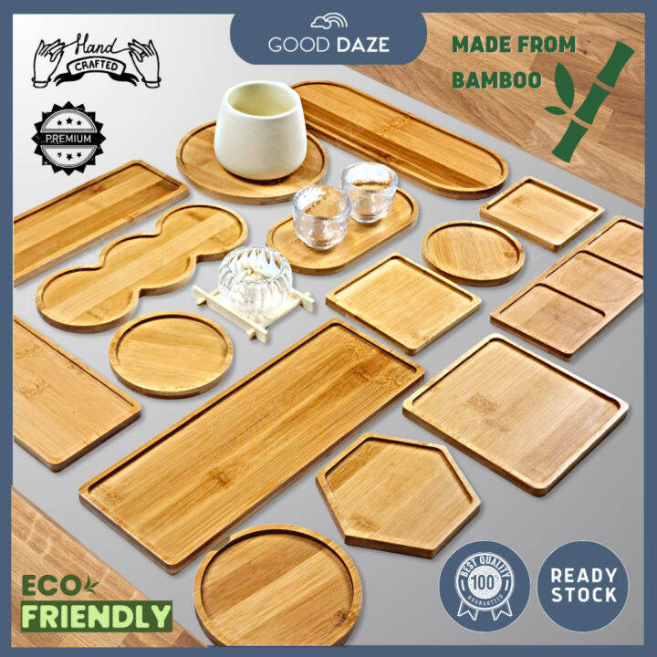 【GOOD DAZE】Bamboo Tray Coaster Cup Holder Coffee Cup Wood Coaster plant ...