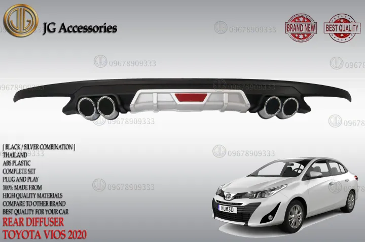 TOYOTA VIOS GENERATION 4 2019 2020 2021 REAR BUMPER DIFFUSER BLACK ...