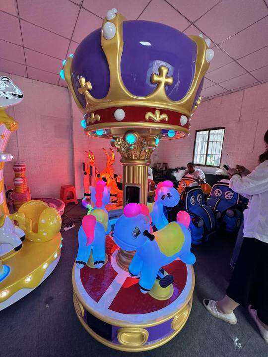 3 Players Coin operated kiddie rides Portable Carousel Small Fairground ...