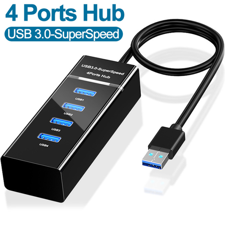 4 Port USB 3.0 Hub Splitter High Speed Multiport Slim USB Hub Adapter ...