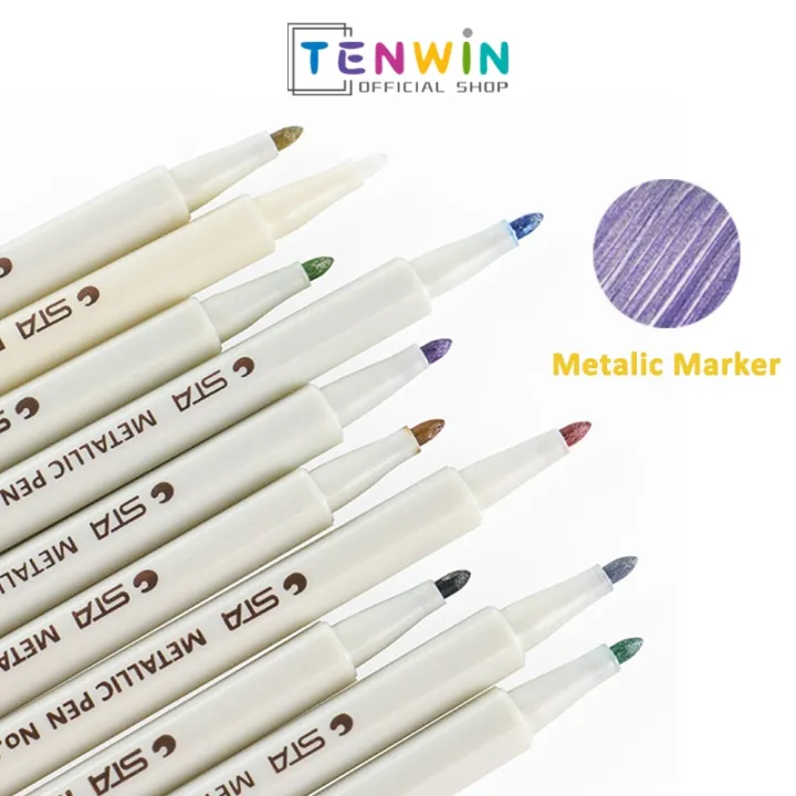 Metalic Marker Pen Colouring STA per color warna soft tip Metallic Pen ...