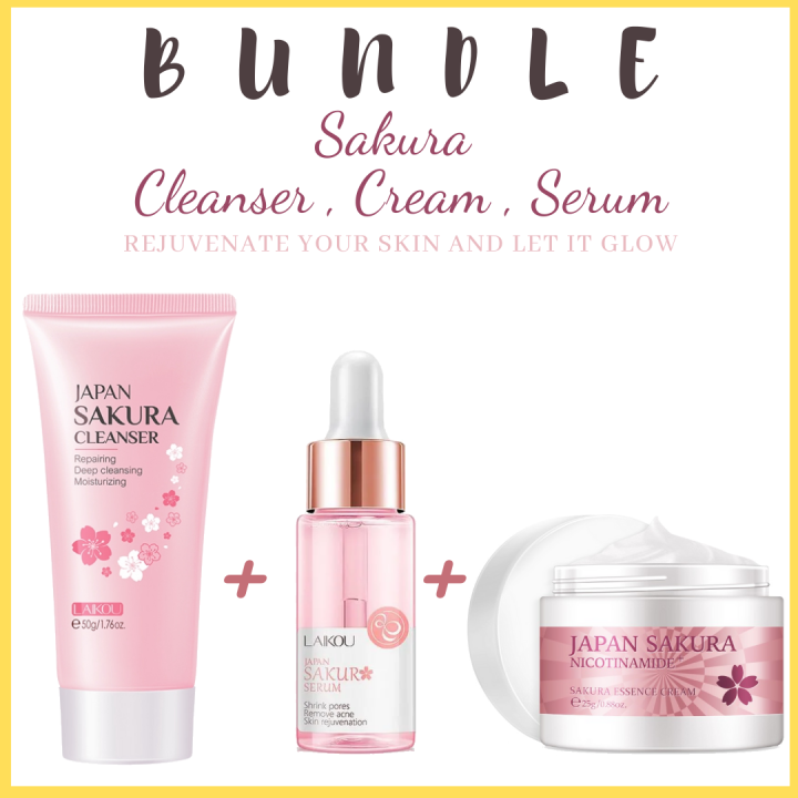 JAPAN SAKURA SKIN CARE SET (cream,serum,cleanser) Melasma and freckles ...