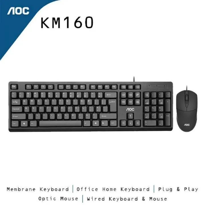 AOC KM160 USB Wired Keyboard and Mouse Combo | Lazada PH